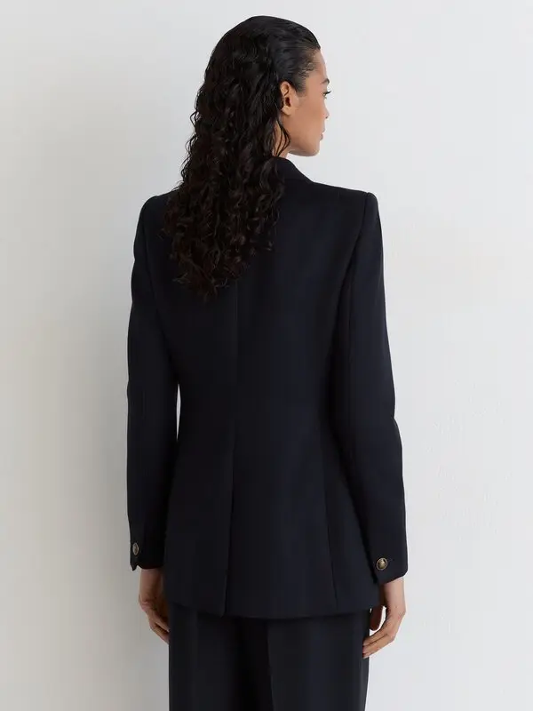 REISS Lauryn Petite Wool-blend Twill Double-breasted Blazer