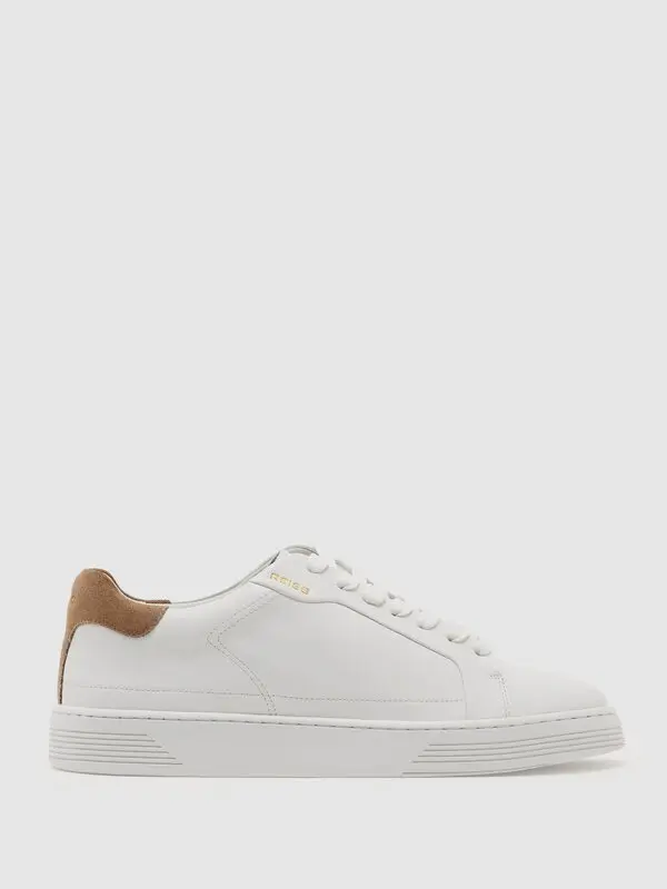 REISS Jessie Low-top Leather Trainers With Suede Trim