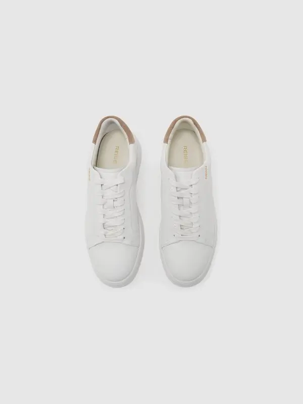 REISS Jessie Low-top Leather Trainers With Suede Trim
