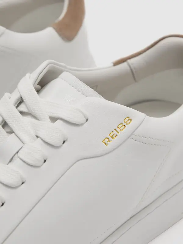 REISS Jessie Low-top Leather Trainers With Suede Trim