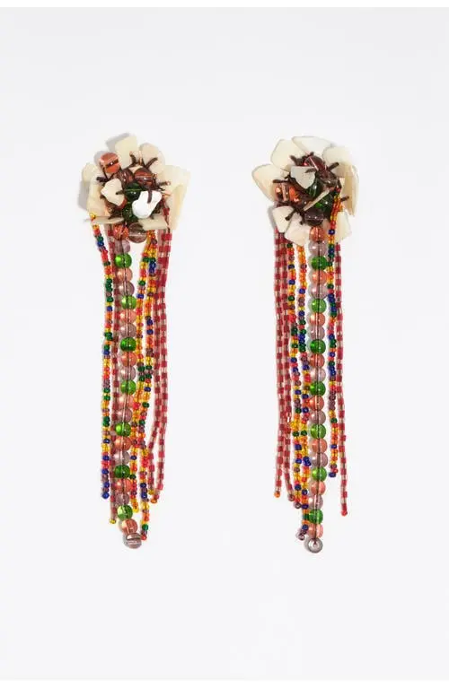 Bimba Y Lola Mother-of-pearl Bead Earrings - Garnet