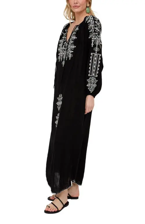 RAFFYA Aurelia Embroidered Kaftan Maxi Dress