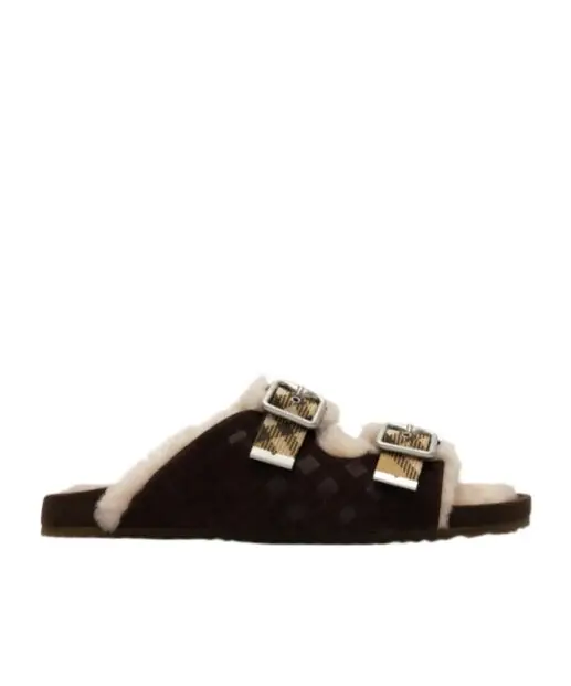 Burberry Check Shearling Urchin Sandals