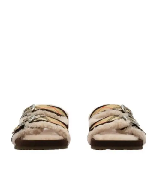 Burberry Check Shearling Urchin Sandals