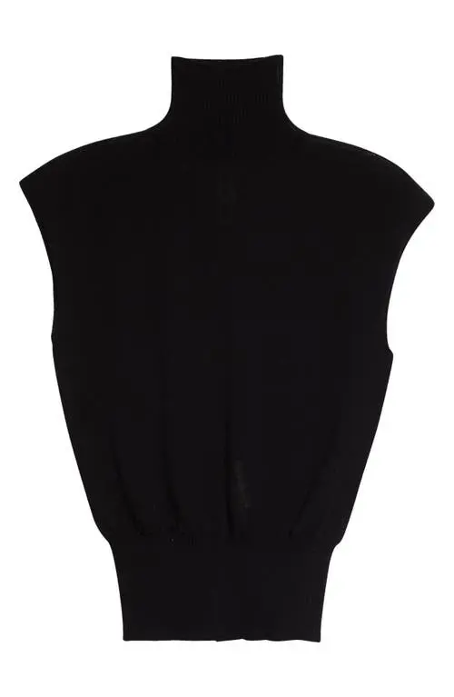 Rick Owens Cap Sleeve Wool Turtleneck Sweater - Black