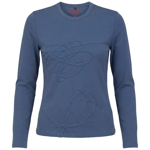 24/7 Applique Flatlock Stitch Long Sleeve Tee - Chambray