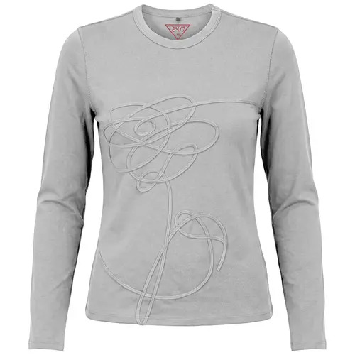 24/7 Applique Flatlock Stitch Long Sleeve Tee - Medium Grey Mix