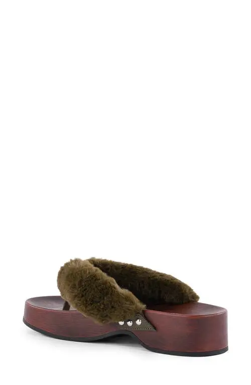 Seychelles Ocean Ave Faux Fur Flip Flop - Olive