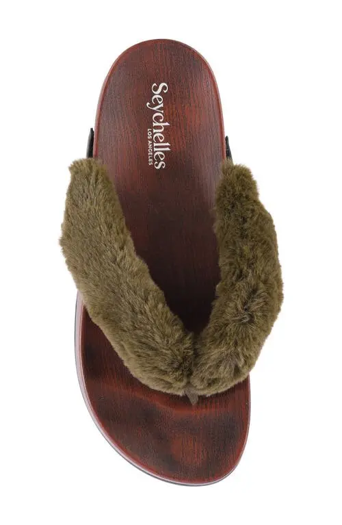 Seychelles Ocean Ave Faux Fur Flip Flop - Olive