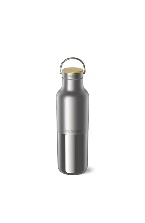 KLEAN KANTEEN 20oz Classic Insulated Water Bottlereflect With Wooden Cap - Silver