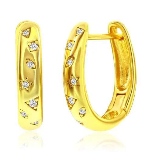 DONATELLO GIAN Set Of 3 Sterling Silver Crystal Hoop Earrings