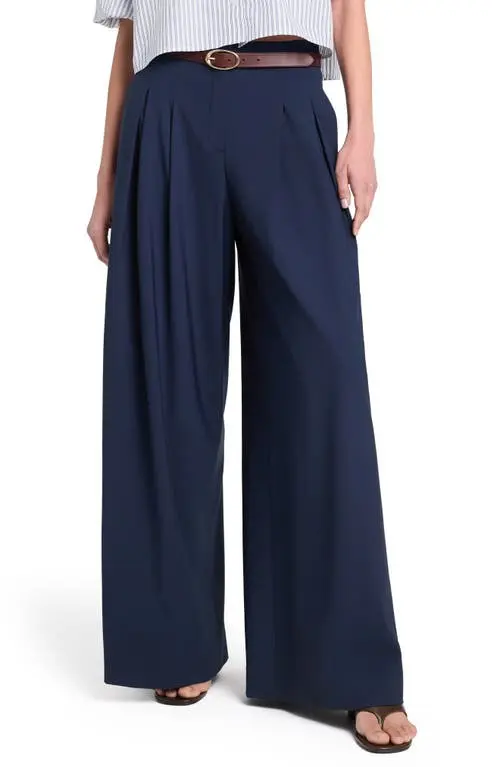 TWP Drew Pleated Wide Leg Cashmere Pants - Blueberry