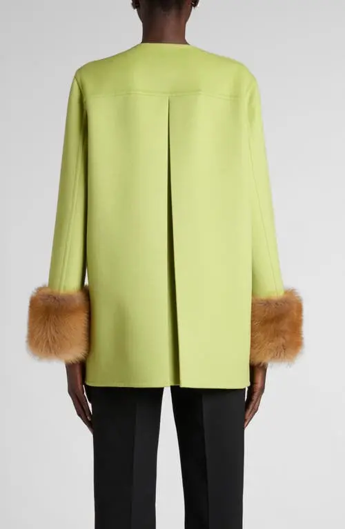 Valentino Garavani Compact Drape Wool & Cashmere Jacket With Genuine Shearling Cuffs