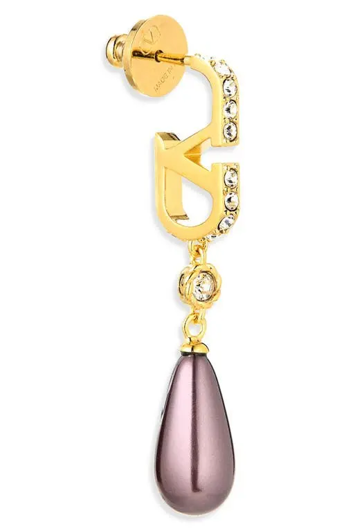 Valentino Garavani Vlogo Drop Earrings With Crystal Accents And Glass Teardrops