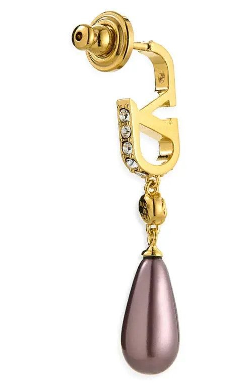 Valentino Garavani Vlogo Drop Earrings With Crystal Accents And Glass Teardrops