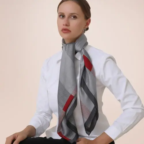 YOUZEY Checkered & Trimmed Ultrasoft Lightweight Scarf
