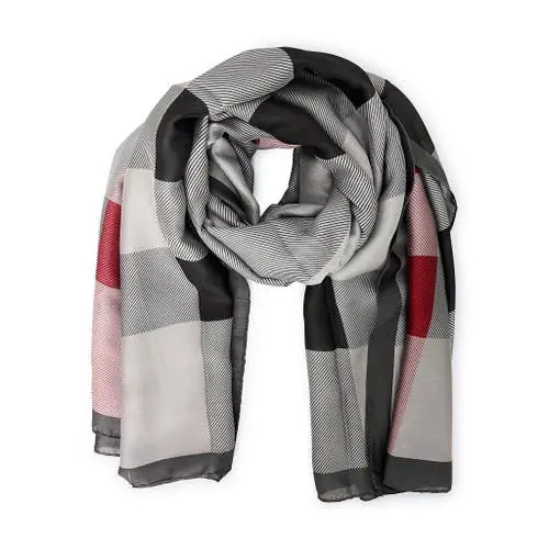 YOUZEY Checkered & Trimmed Ultrasoft Lightweight Scarf