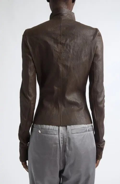 Rick Owens Grained Lambskin Asymmetrical Moto Jacket - Grease