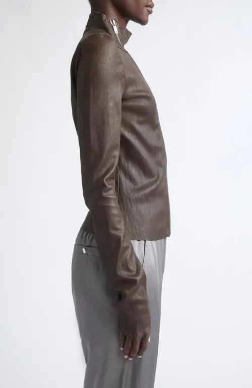Rick Owens Grained Lambskin Asymmetrical Moto Jacket - Grease