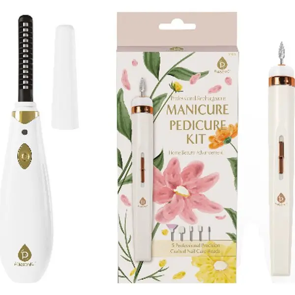 PURSONIC Manicure/pedicure Kit & Heated Eyelash Curler - White