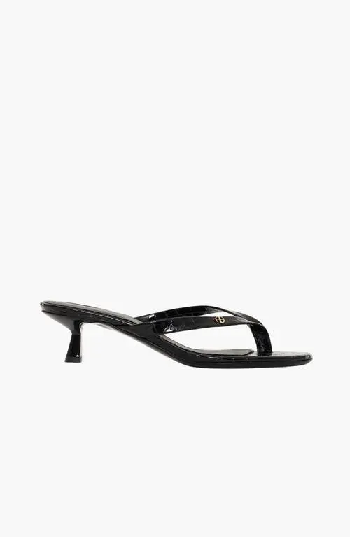 ANINE BING Noelle Thong Heels - Embossed Black