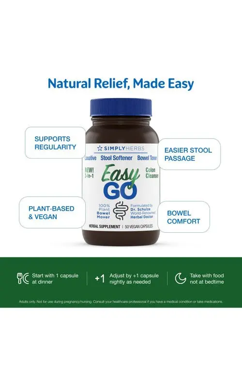 DR. SCHULZE'S Simply Herbs Easy Go Bowel Mover For Colon Health Support And Regular Bowel Movements