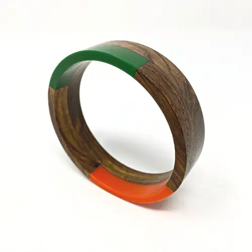 YOUZEY Tri-tone Stackable Wood Bangle - Multi-color