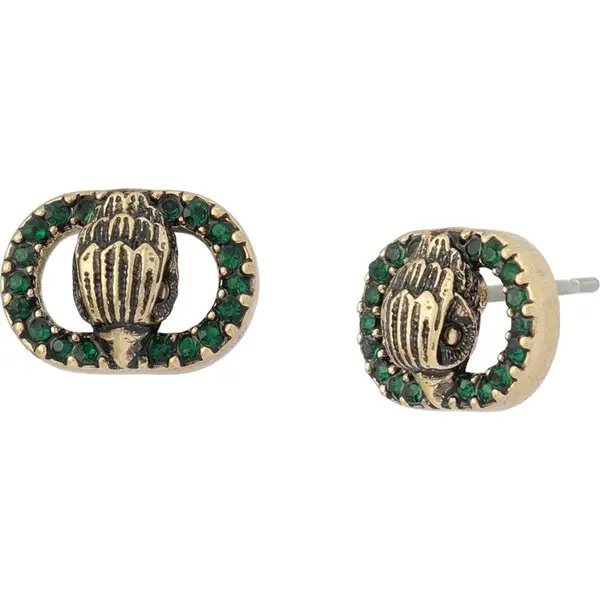 Kurt Geiger Eagle Stud Earrings With Rhinestones - Green