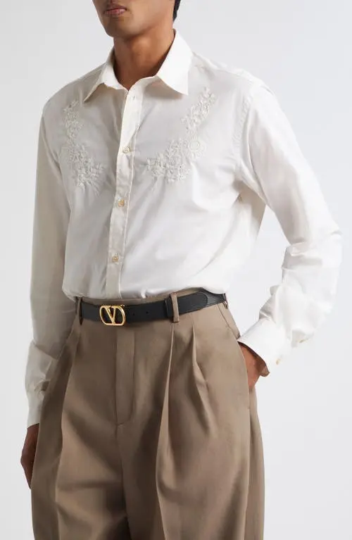 Valentino Garavani Floral Embroidered Cotton Button-up Shirt