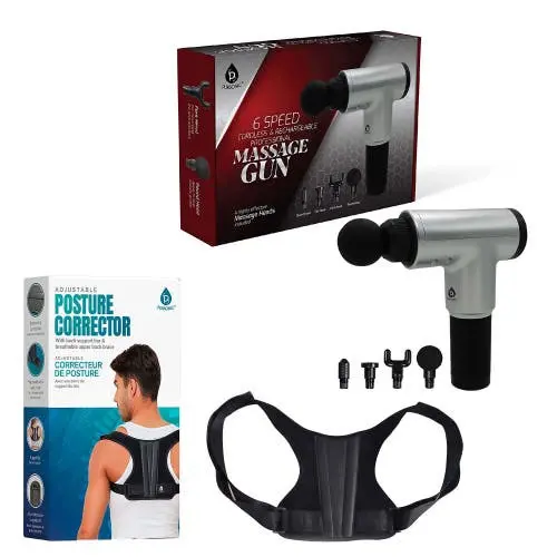 PURSONIC Adjustable Posture Corrector And 6-speed Massage Gun Set - Black