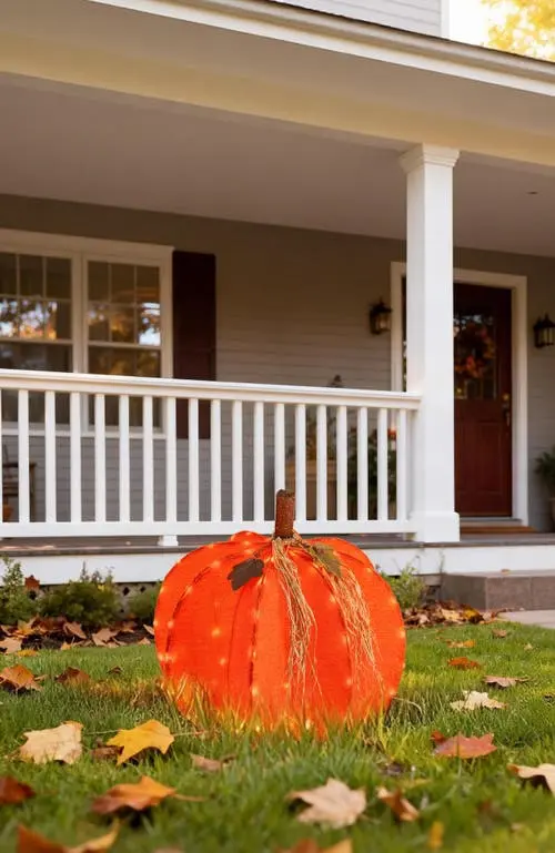GLITZHOM 25"h Fall Lighted Foldable Pumpkin Outdoor Decor With Timer