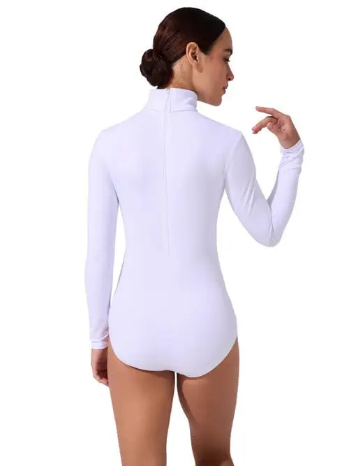 CAPEZIO Turtleneck Long Sleeve Leotard - White