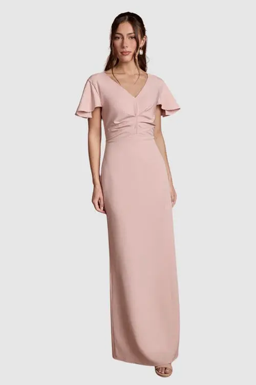 Coast Crepe Fold Bridesmaid Maxi Dress - Blush