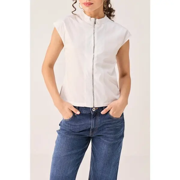 REISTOR Zip Front Top - White