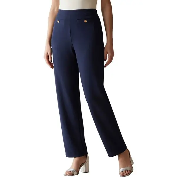 JESSICA LONDON Stretch Knit Sailor Trousers - Navy