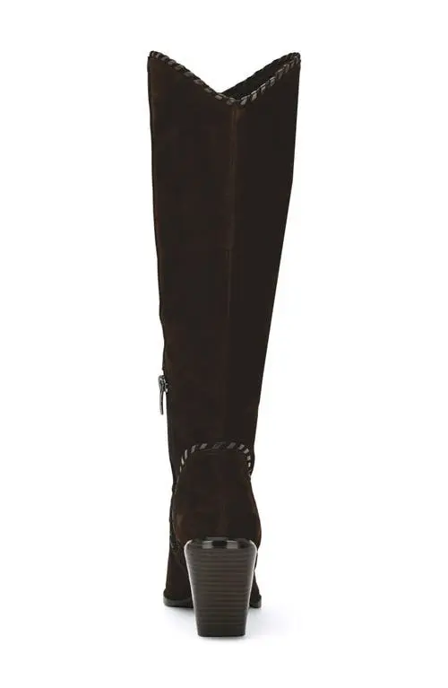 Nine West Rosco Knee-high Western Boots - Dark Brown