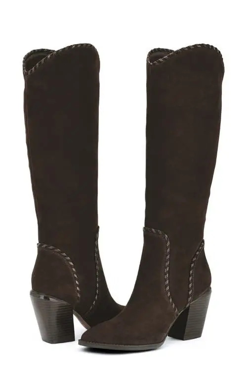 Nine West Rosco Knee-high Western Boots - Dark Brown