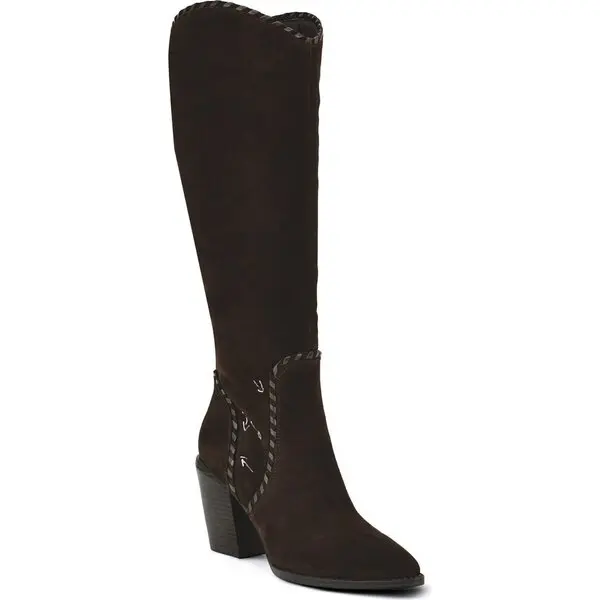 Nine West Rosco Knee-high Western Boots - Dark Brown