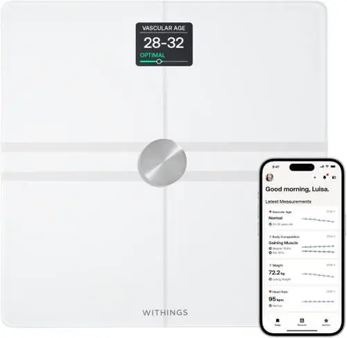 WITHINGS Body Compscale For Body Weight And Complete Body Analysis, Wi-fi & Bluetooth, Baby Digital Scale, Accurate Visceral Fat - White