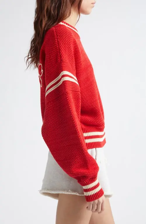 GOLDEN GOOSE Boxy Crewneck Sweater With Varsity Appliqu