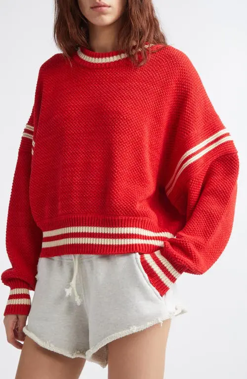 GOLDEN GOOSE Boxy Crewneck Sweater With Varsity Appliqu