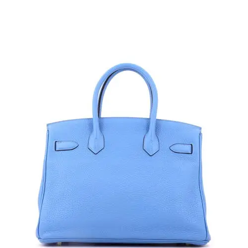 Hermès Birkin Handbag Clemence With Gold Hardware 30 - Blue