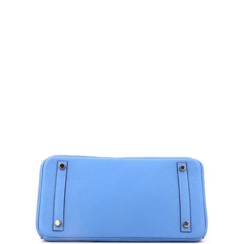 Hermès Birkin Handbag Clemence With Gold Hardware 30 - Blue