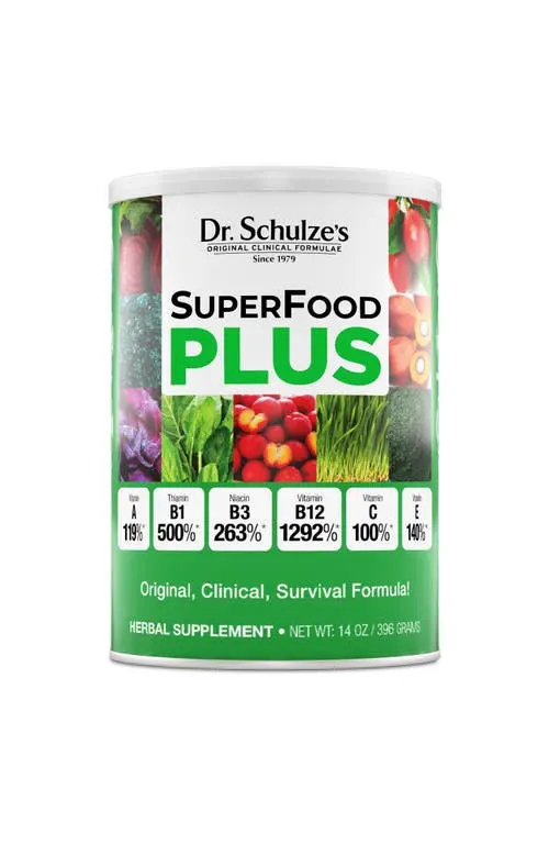 DR. SCHULZE'S Superfood Plus Vitamin And Mineral Herbal Concentrate Powder, Daily Nutrition - White