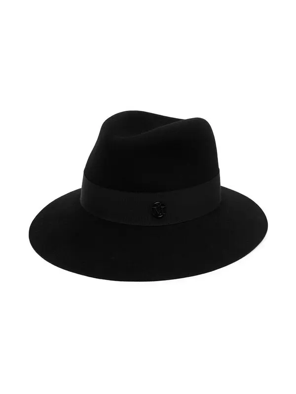 MAISON MICHEL Henrietta Logo Plaque Fedora Hat
