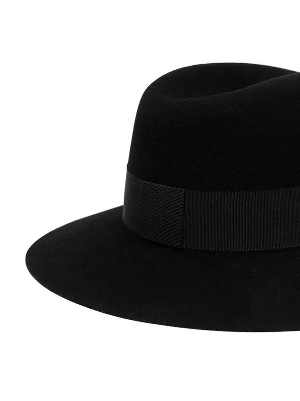 MAISON MICHEL Henrietta Logo Plaque Fedora Hat