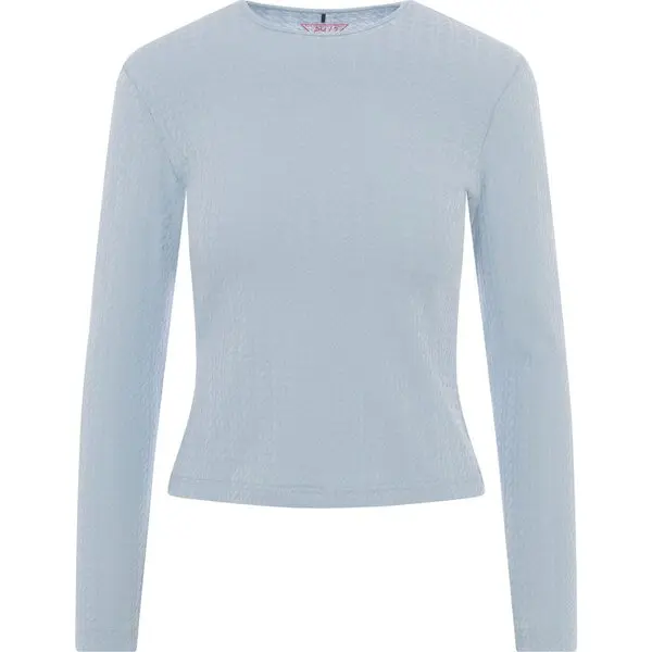 24/7 Crew Neck Long Sleeve Top - Light Denim