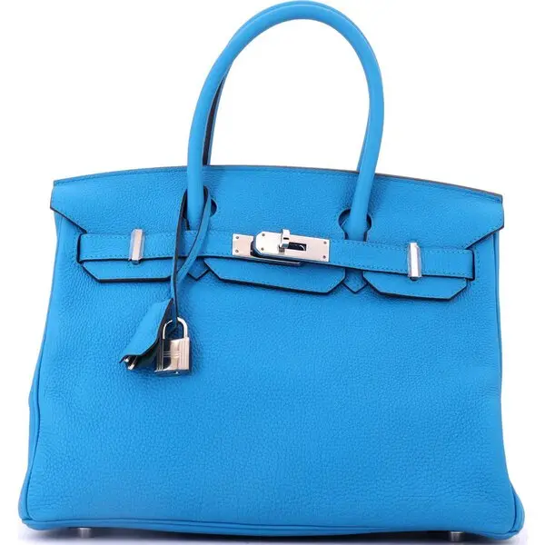 Hermès Birkin Handbag Verso Togo With Palladium Hardware 30 - Blue