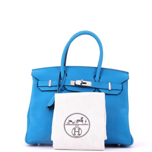 Hermès Birkin Handbag Verso Togo With Palladium Hardware 30 - Blue