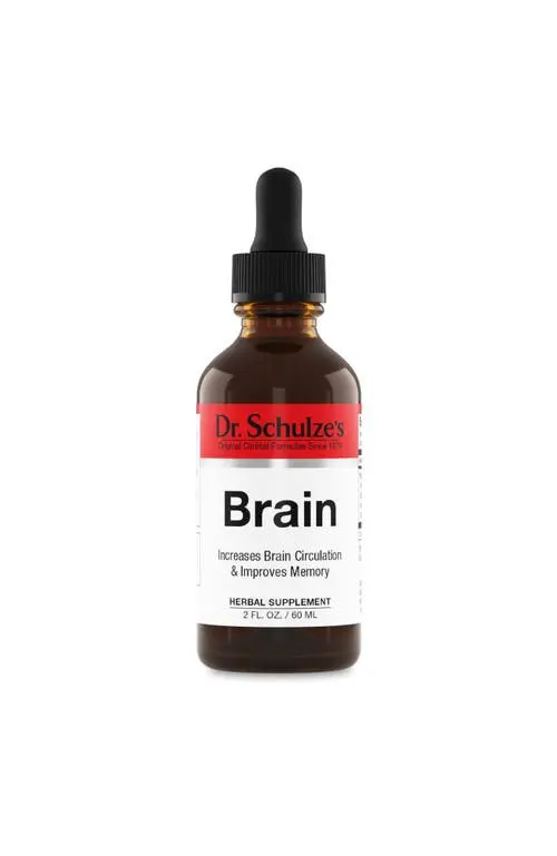 DR. SCHULZE'S Brain Formula Supplement For Clear Thinking, Focus, Healthy Eyesight And Hearing Support, Plant-based Ingredients - Brown